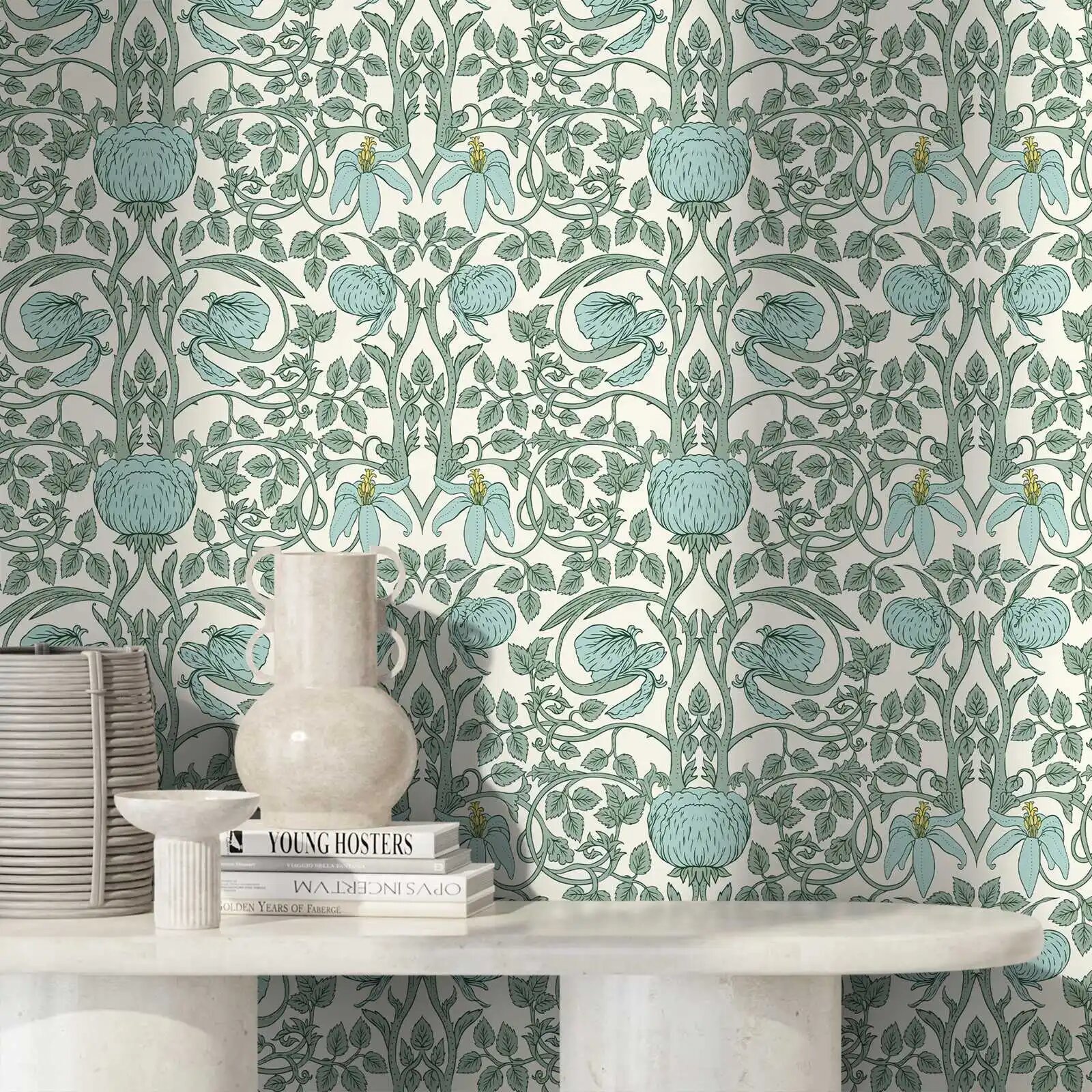 Пастельные обои Pixel&Wall Green Art Nouveau Tradition Un-pasted
