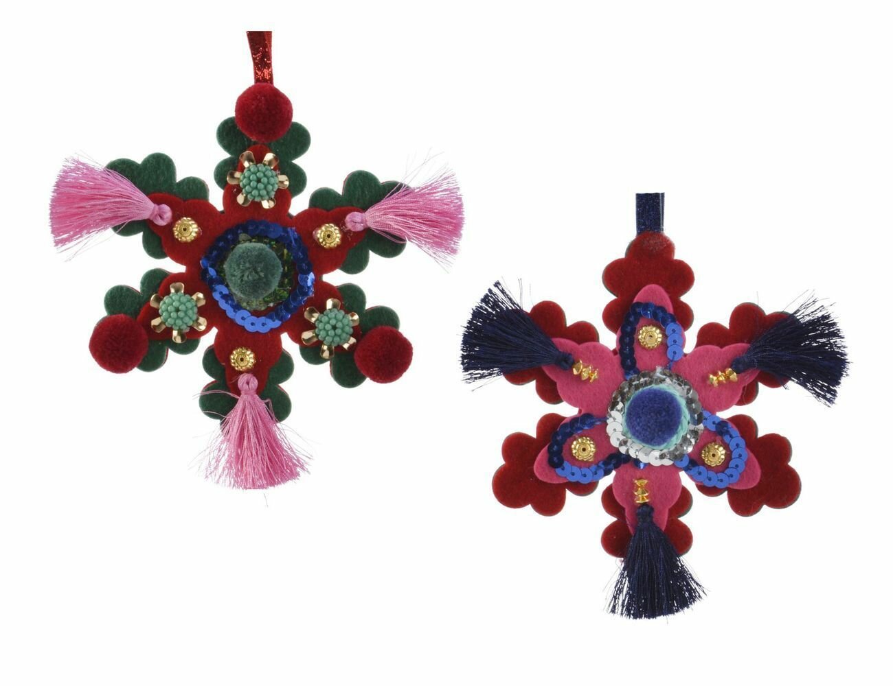 Набор ёлочных украшений снежинки 'бостад', фетр, 13 см, 2 шт, Kaemingk 610929-набор-1