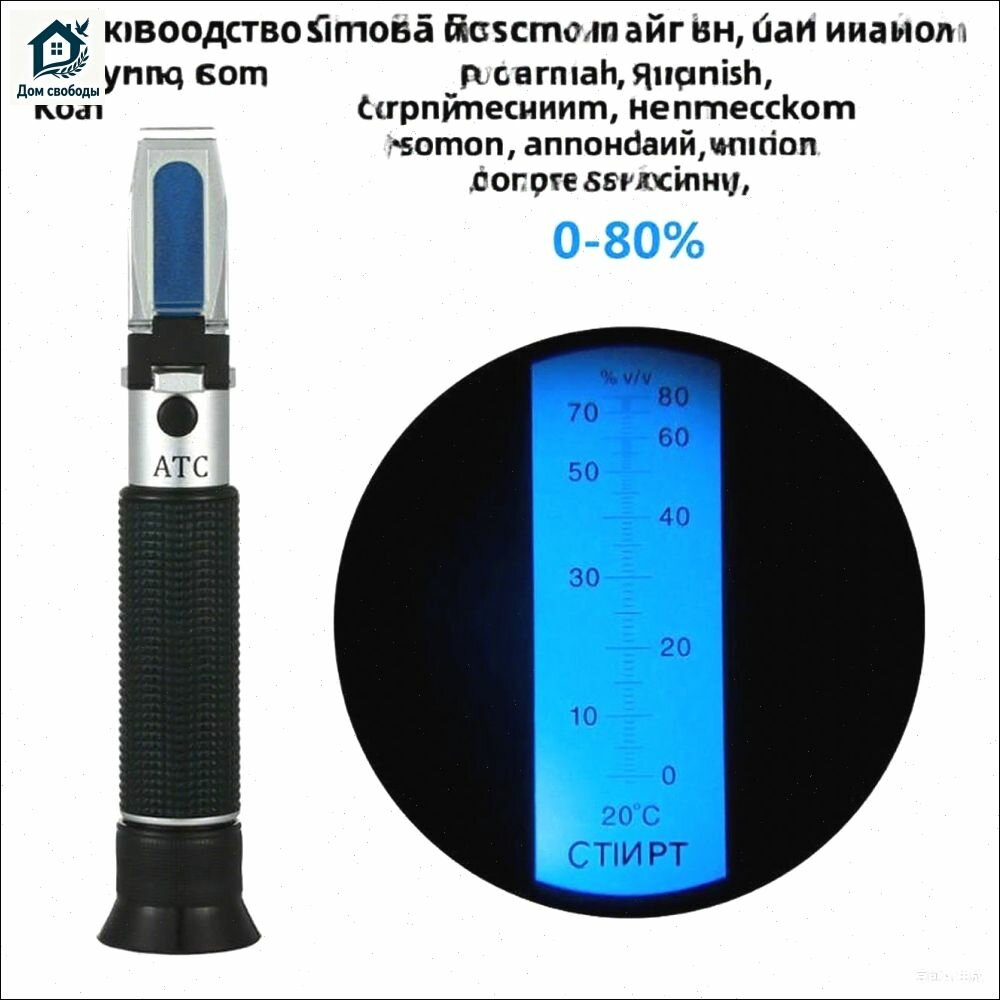 Рефрактометр спиртомер, Карманный 0-80% с АТК для спиртов, 1 шт