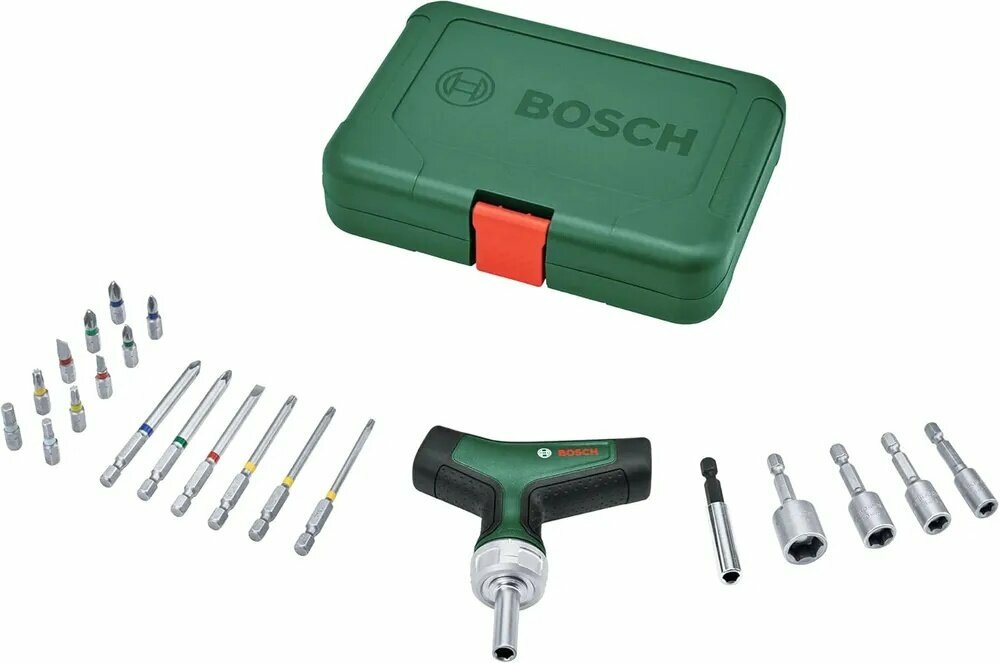 Bosch Набор отверток с трещоткой и T-образной рукояткой 22 шт. 1600A02Z9T