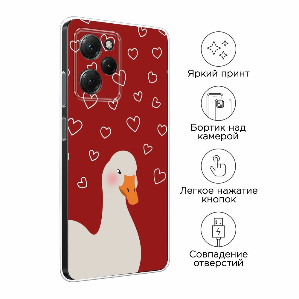 Чехол на Xiaomi Poco X5 Pro 5G / Сяоми Поко X5 Про 5G с принтом "Влюблённый гусь 1 - 14 февраля" — фото 1