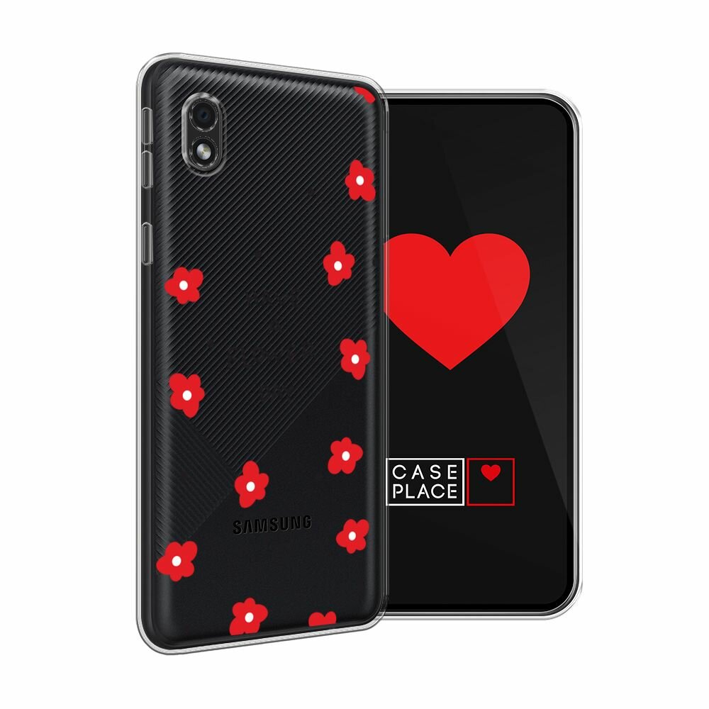 Чехол на Samsung Galaxy A01 Core / Самсунг Галакси А01 Core с принтом "Have a flower day 2", прозрачный — фото 1