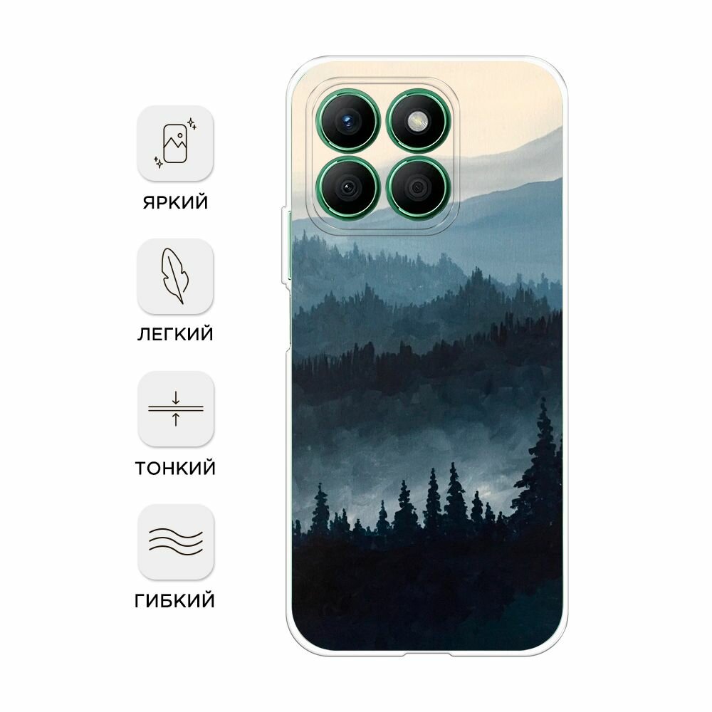Силиконовый чехол на Honor X8B / Хонор X8B с принтом Туманные горы — фото 1
