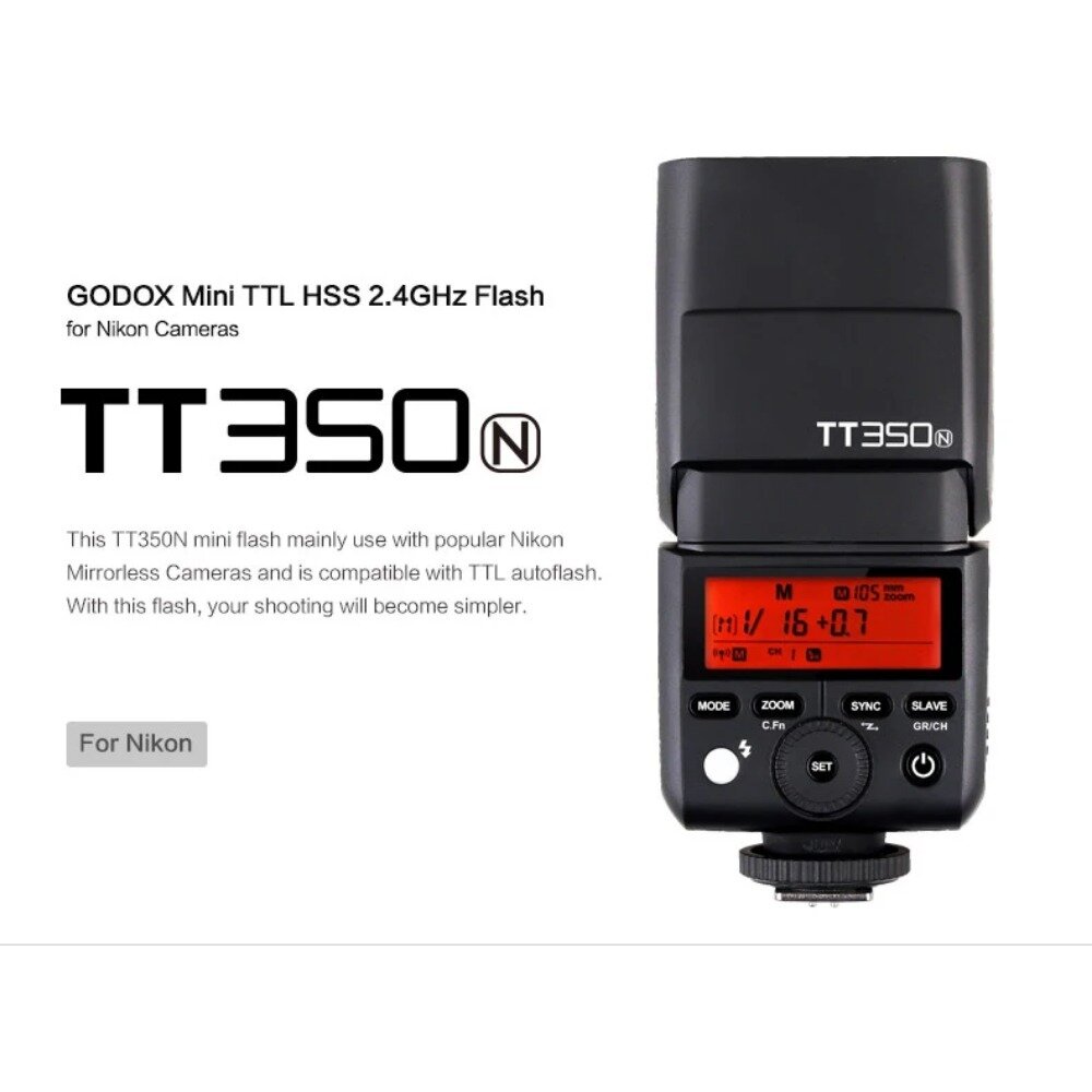 Godox TT350 Камера TTL вспышка TTL 1 / 8000s Высокоскоростная вспышка беспроводной X - системы 2.4G For Nikon