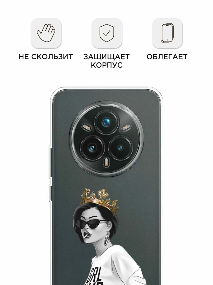 Чехол на Realme 14 Pro / Реалми 14 Про с принтом Be your Queen, прозрачный — фото 1