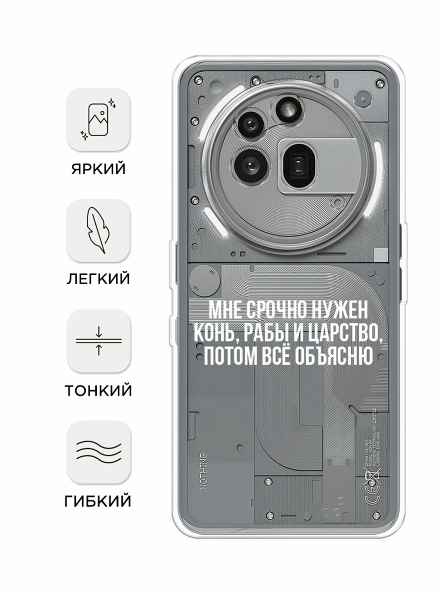 Чехол на Nothing Phone 3a Pro / Нотинг Фон 3а Про с принтом "Мне срочно нужно все", прозрачный — фото 1