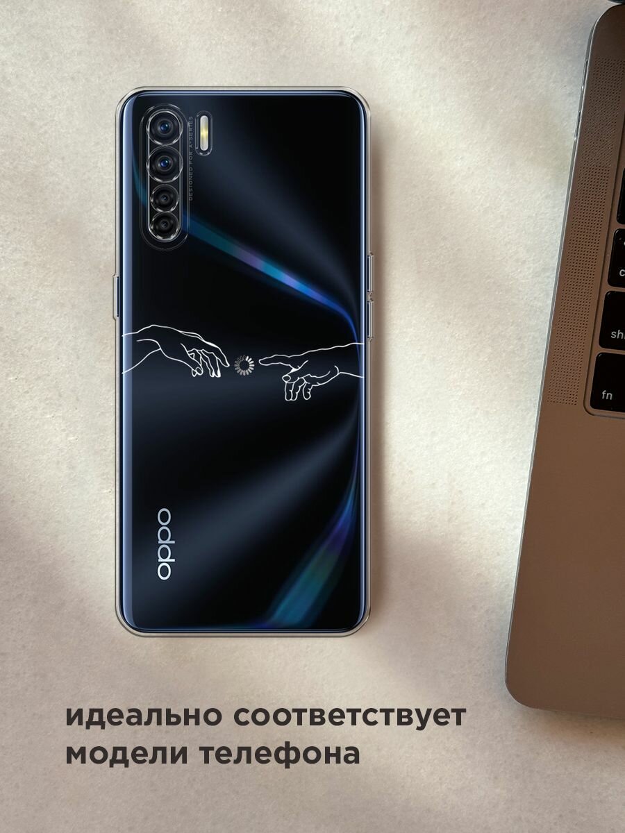 Чехол на Oppo A91/Reno 3 / Оппо A91/Рено 3 с принтом "Загрузка творения", прозрачный — фото 1