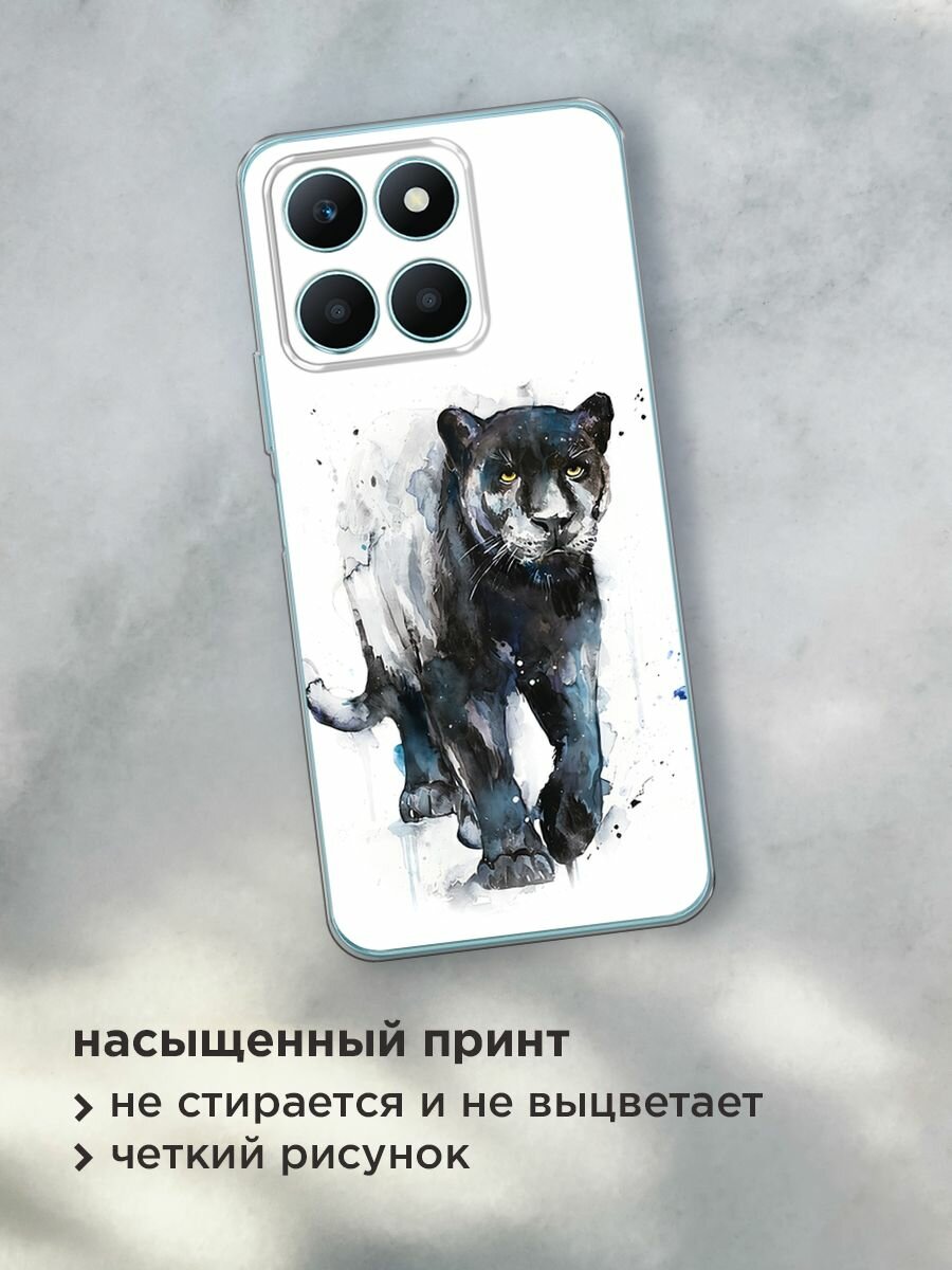 Силиконовый чехол на Honor X6A / Хонор X6A с принтом "Пантера арт 3" — фото 1