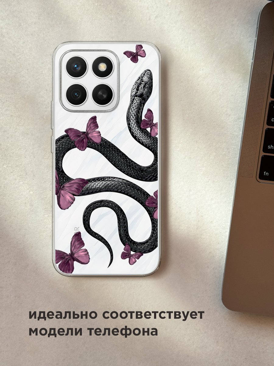 Чехол на Honor X8c / Хонор X8c с принтом "Snake and butterflies 2" — фото 1