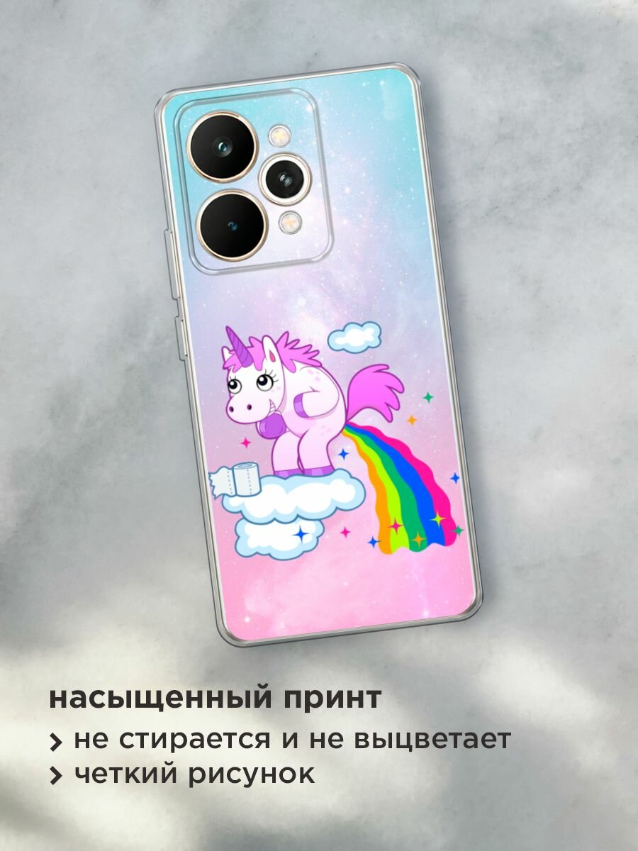 Чехол на Realme 15 Pro / Реалми 15 Про с принтом "Единорог какает" — фото 1