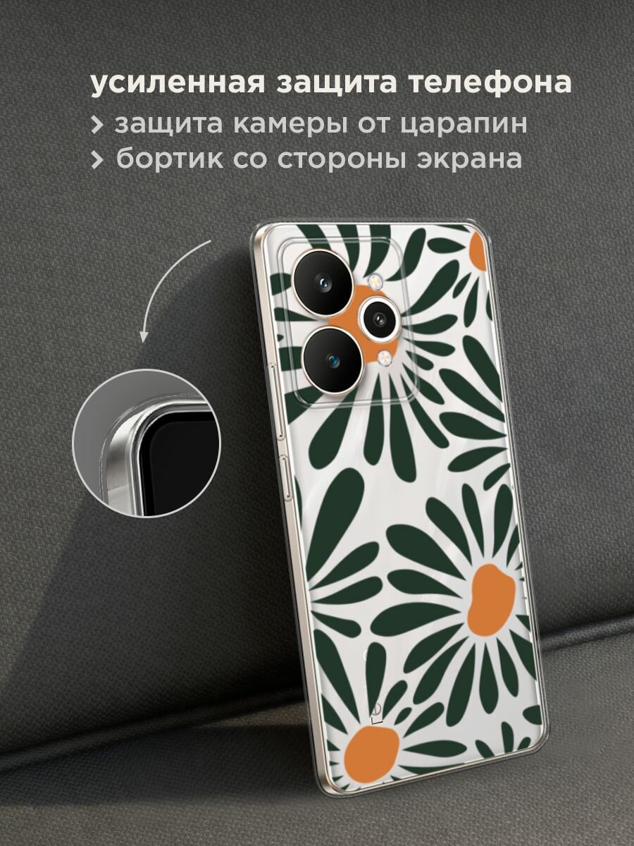 Чехол на Realme 15 / Реалми 15 с принтом "Летние цветы рисунок", прозрачный — фото 1