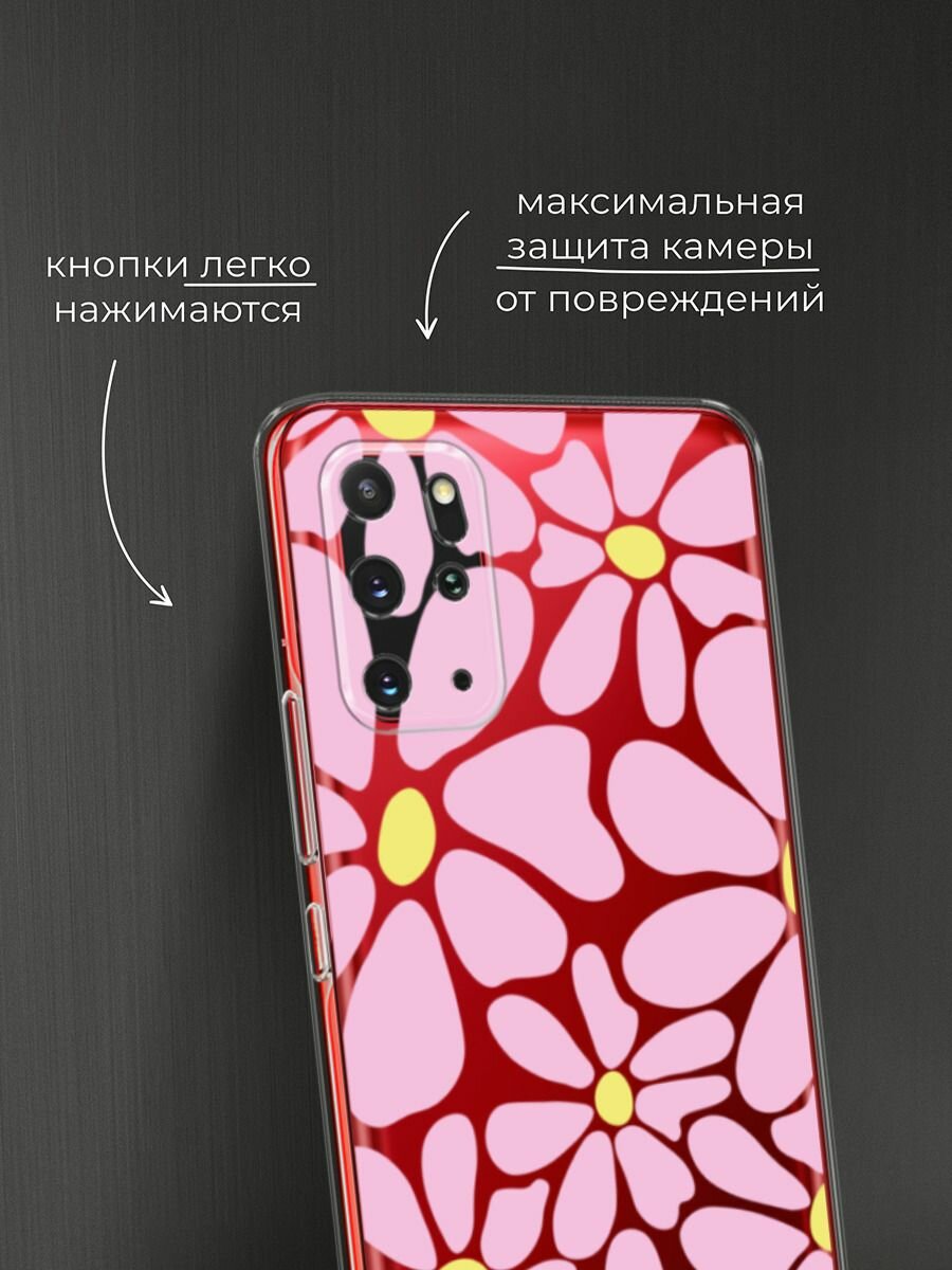 Чехол на Samsung Galaxy S20 + / Самсунг Галакси S20 Плюс с принтом "Розовые лепестки 2", прозрачный — фото 1