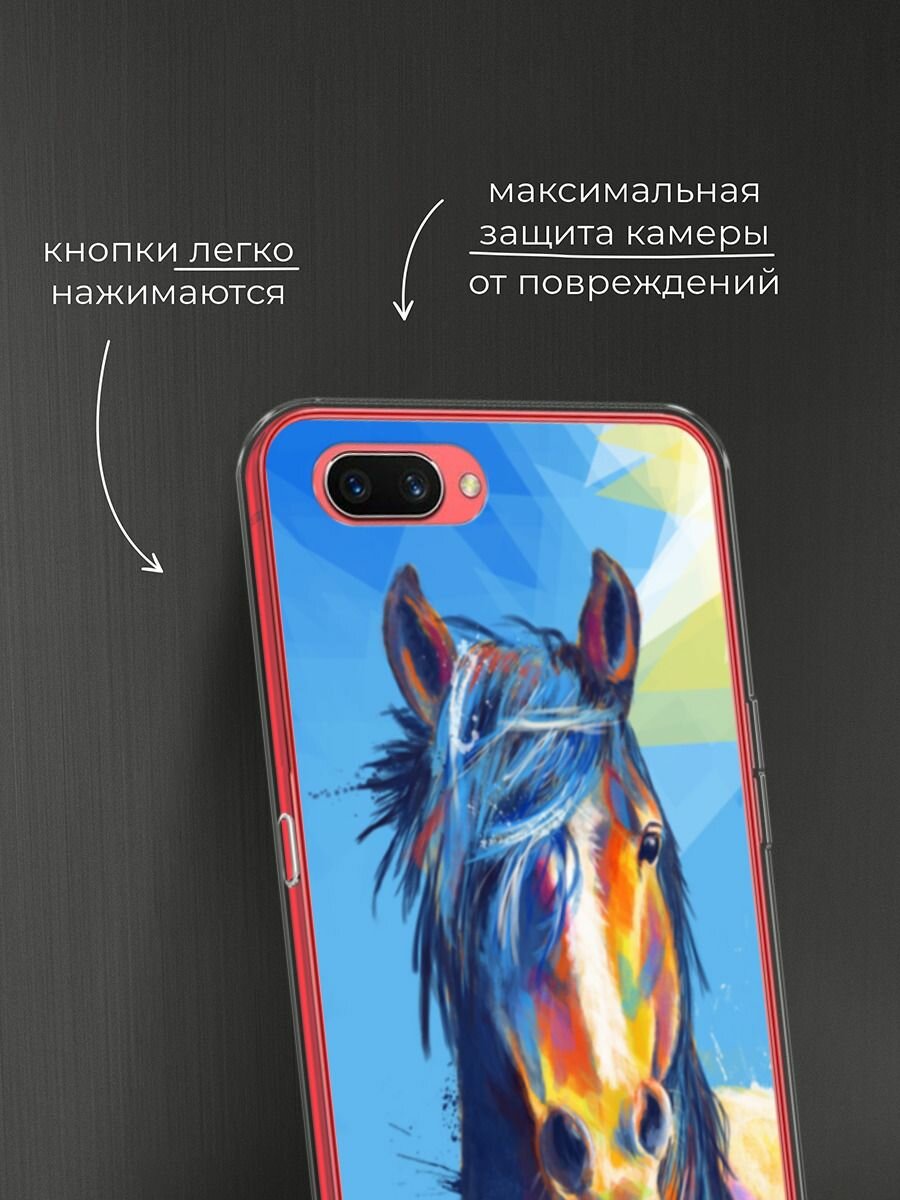 Силиконовый чехол на Oppo A3s / Oppo A3s с принтом "Лошадь арт 3" — фото 1