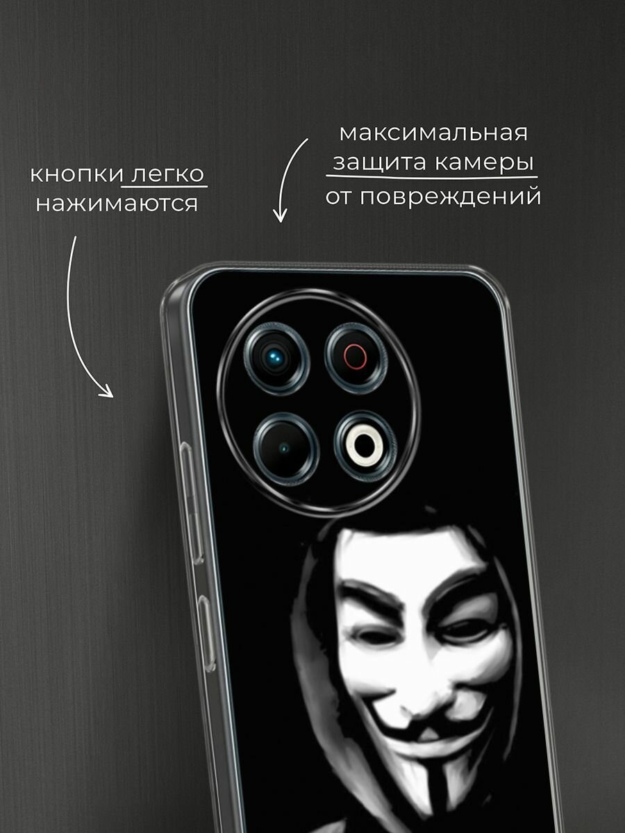 Чехол на Tecno Spark 30 Pro / Текно Спарк 30 Про с принтом "Анонимус" — фото 1