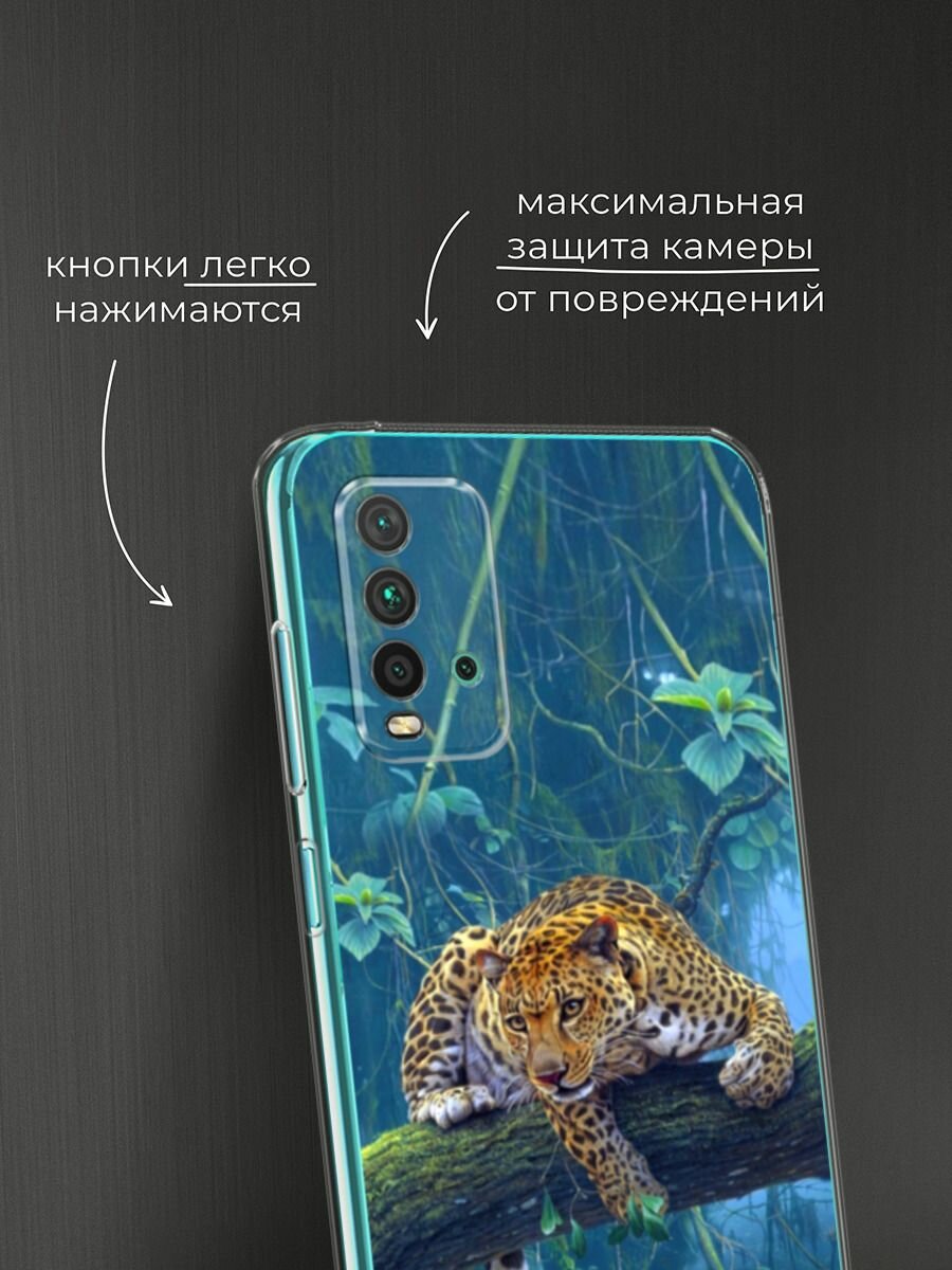 Чехол на Xiaomi Redmi 9T / Сяоми Редми 9Т с принтом "Леопард охотник" — фото 1