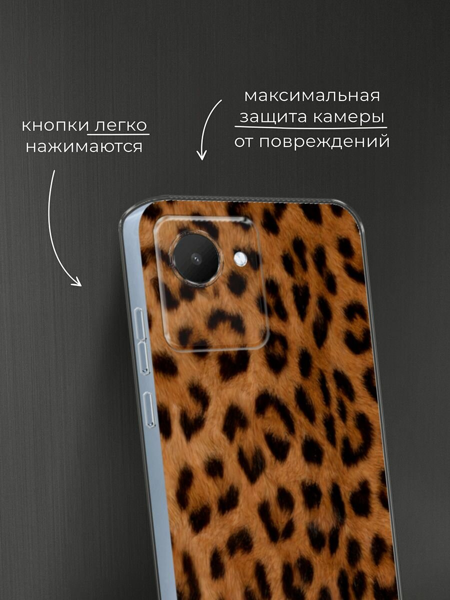 Силиконовый чехол на Realme C30 / Реалми C30 с принтом "Мех леопарда" — фото 1