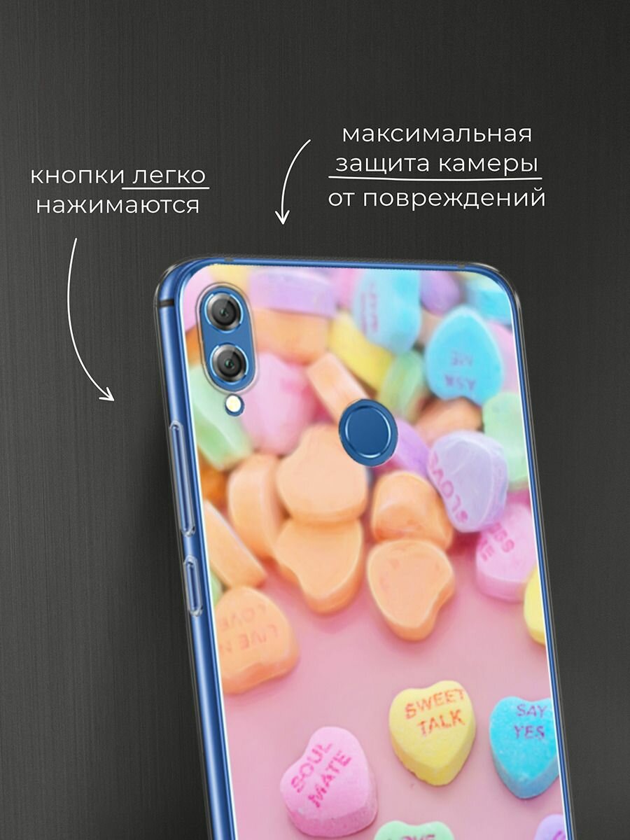 Чехол на Honor 8X / Хонор 8Х с принтом "Конфетки сердечки 2" — фото 1