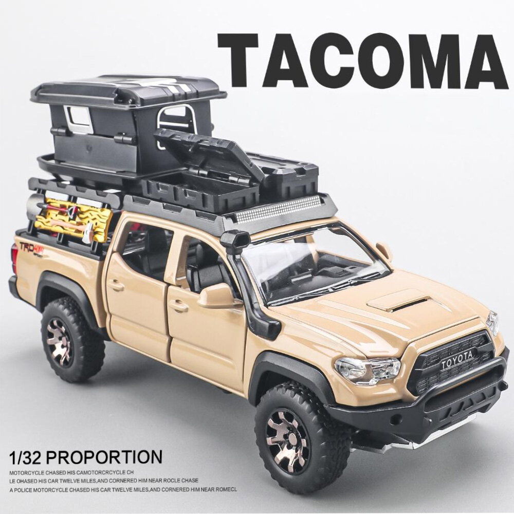 Mодель автомобиля 1/32 Toyota Tacoma TRO Путешествующая версия Детские автомобильные игрушки Коллекционные