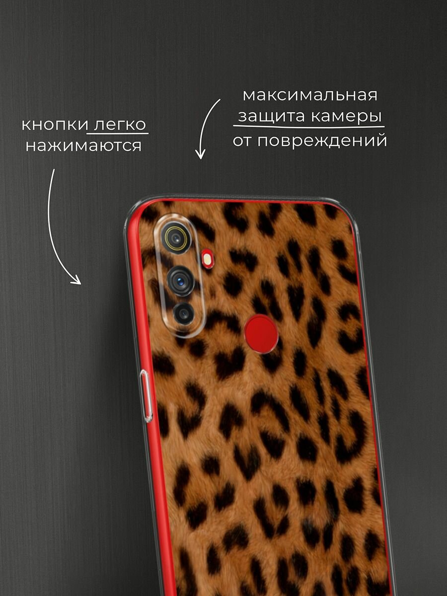 Силиконовый чехол на Realme C3 / Реалми C3 с принтом "Мех леопарда" — фото 1