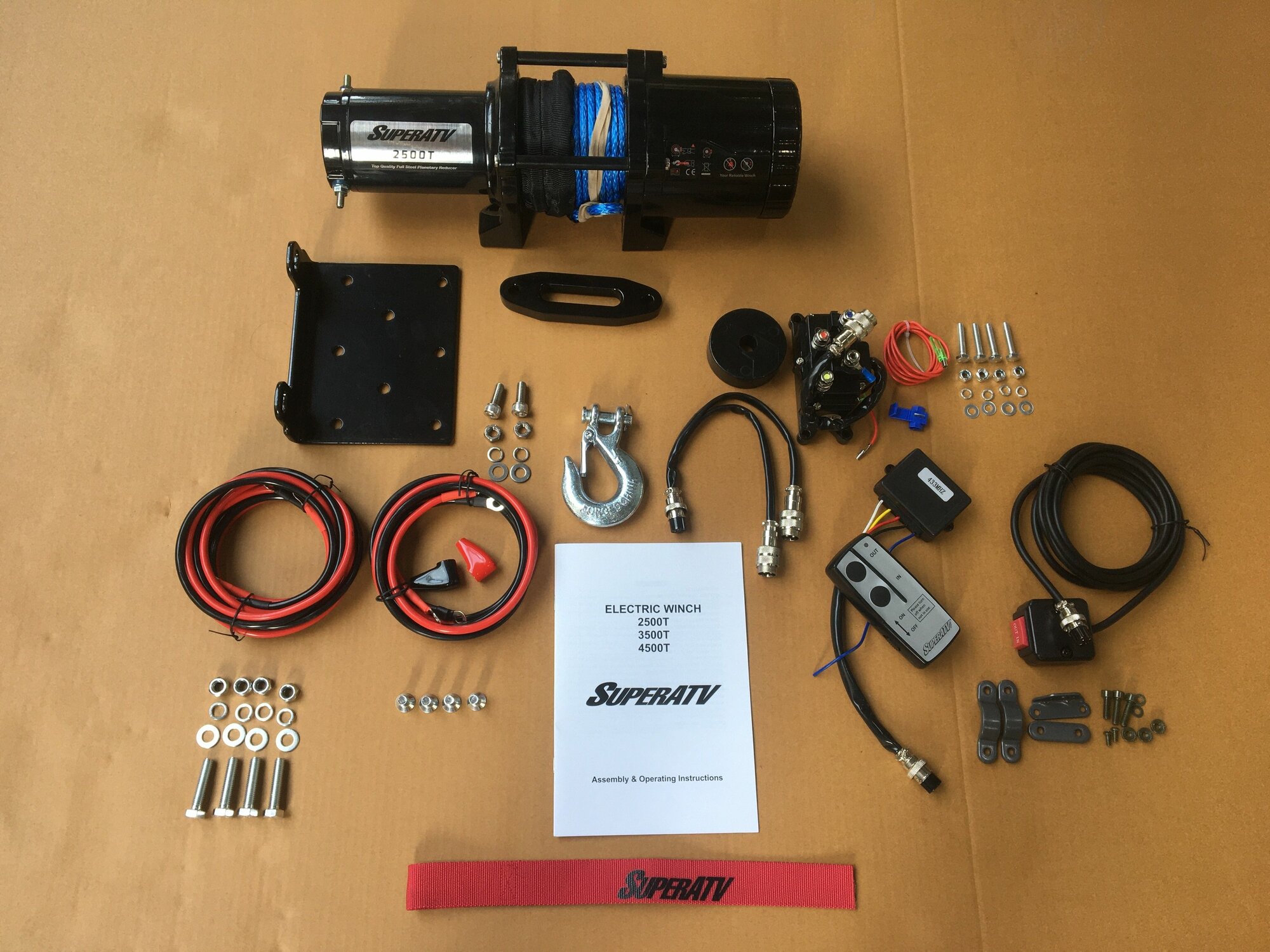 Лебедка электрическая SuperATV 2500 T EWT-2500I A 12V 1140 кг для мототехники , снегохода, квадроцикла, ATV, UTV.