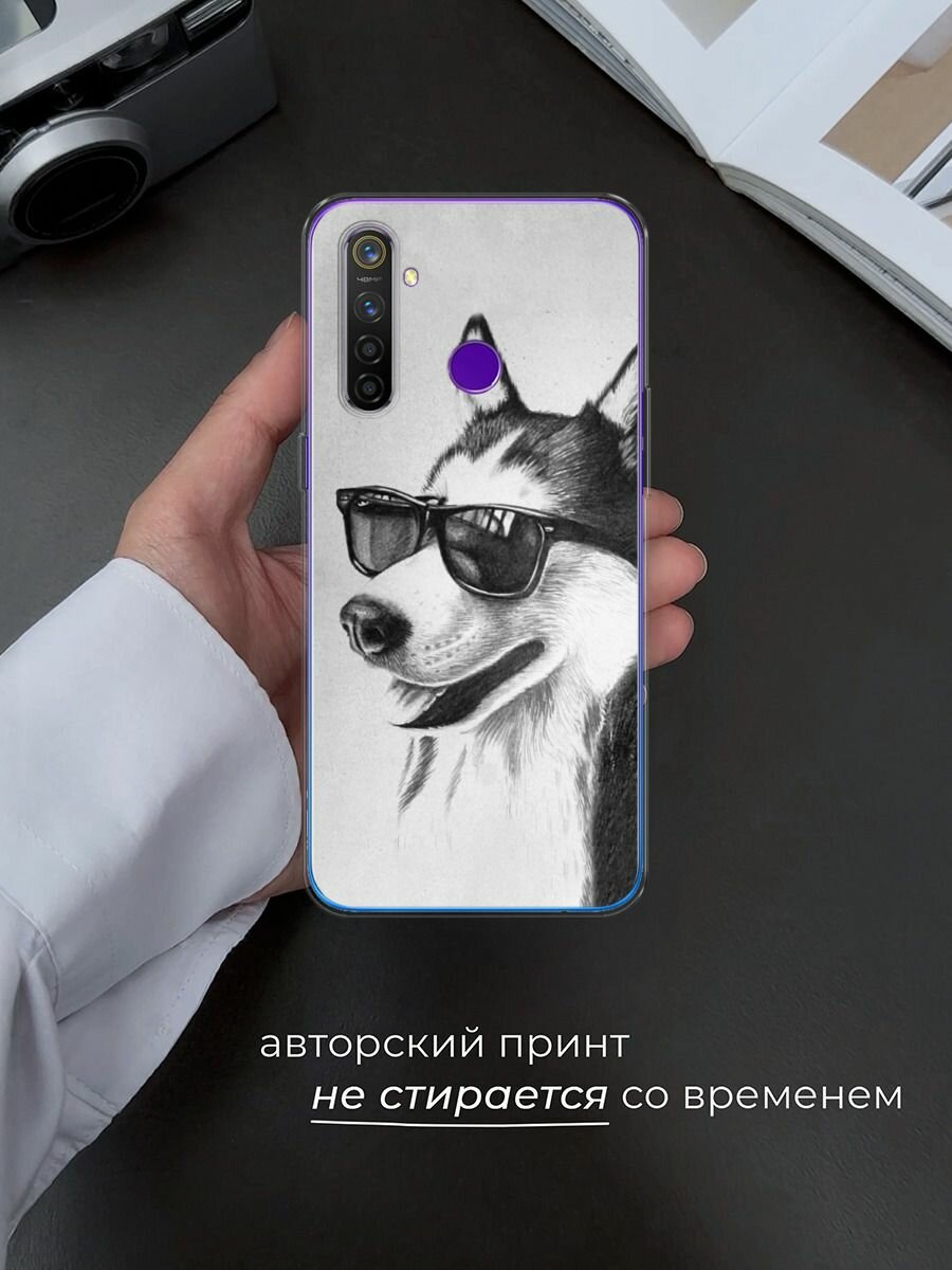 Чехол на Realme 5 Pro / Реалми 5 Про с принтом "Крутой Хаске" — фото 1