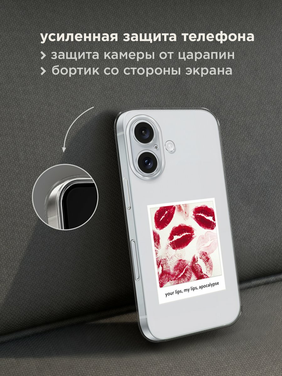 Чехол на Apple iPhone 16 / Айфон 16 с принтом "Полароид губы 2" — фото 1