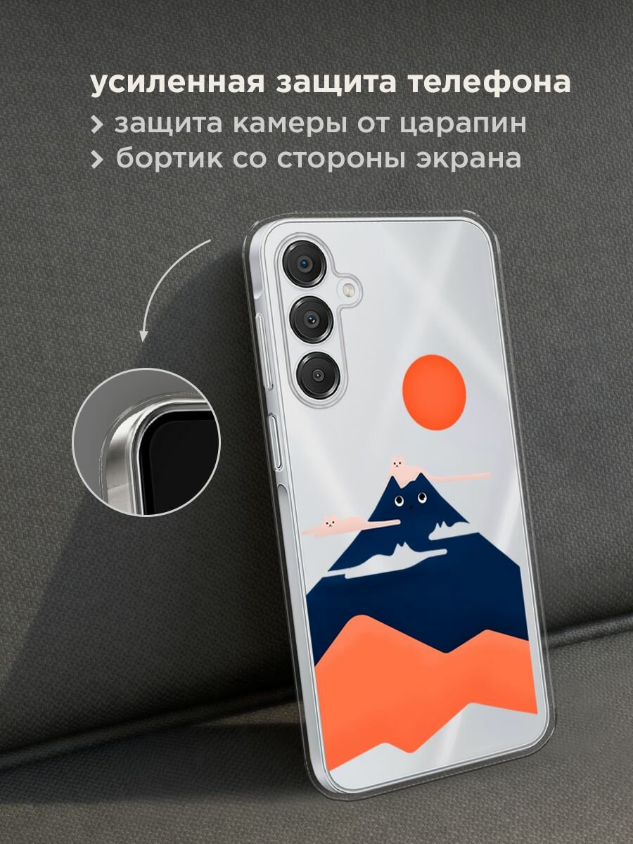Чехол на Samsung Galaxy A16 / Самсунг А16 с принтом "Кот-гора", прозрачный — фото 1