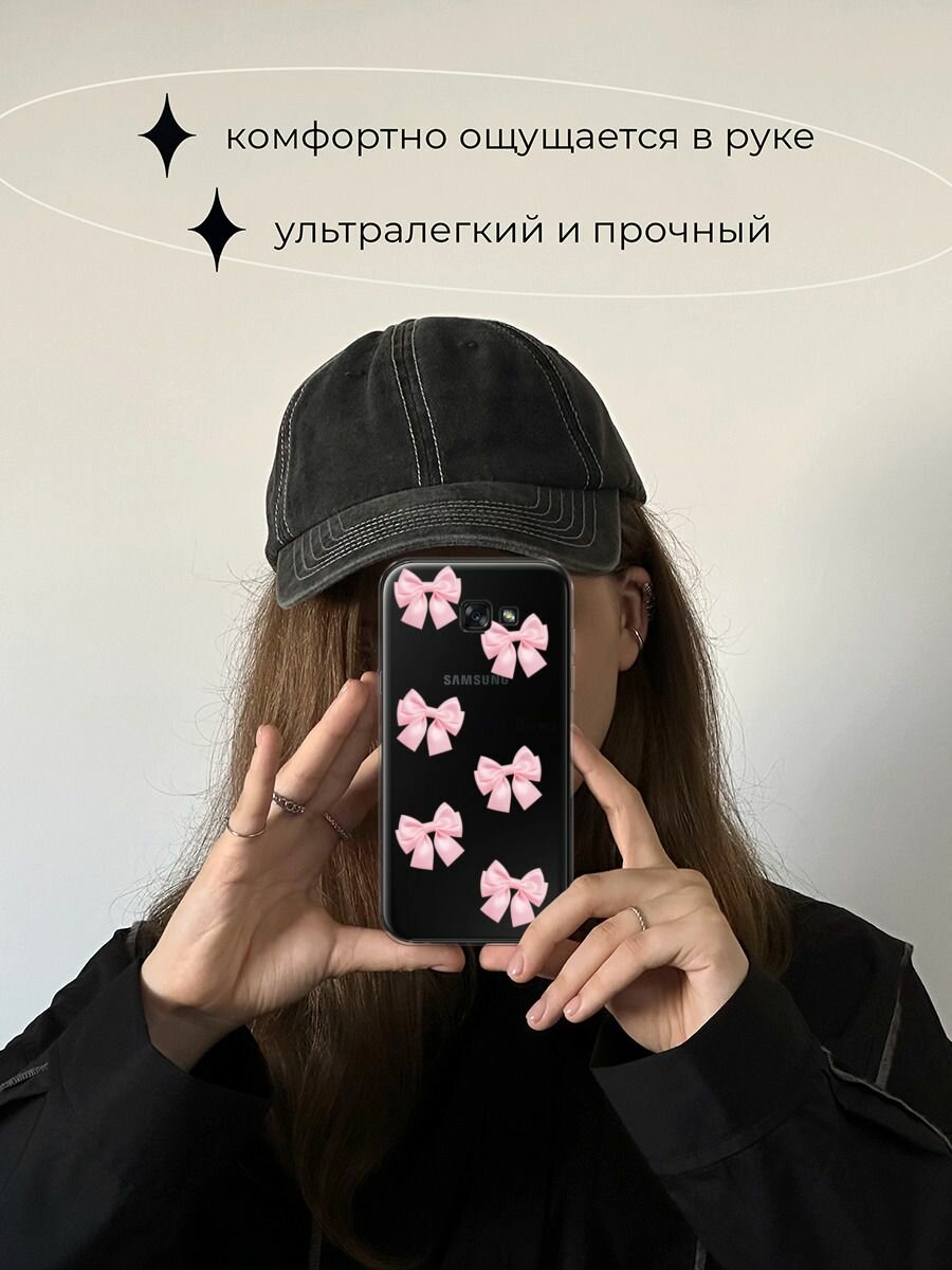 Чехол на Samsung Galaxy A7 2017 / Самсунг Галакси А7 2017 с принтом "Pink Bows", прозрачный — фото 1