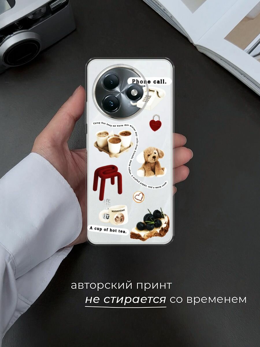 Чехол на Itel S24 / Ител S24 с принтом "Phone call", прозрачный — фото 1