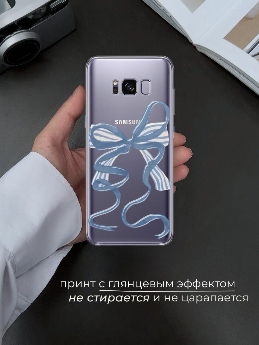 Чехол на Samsung Galaxy S8 + / Самсунг Галакси С8 Плюс с принтом "Полосатый голубой бант 2" — фото 1