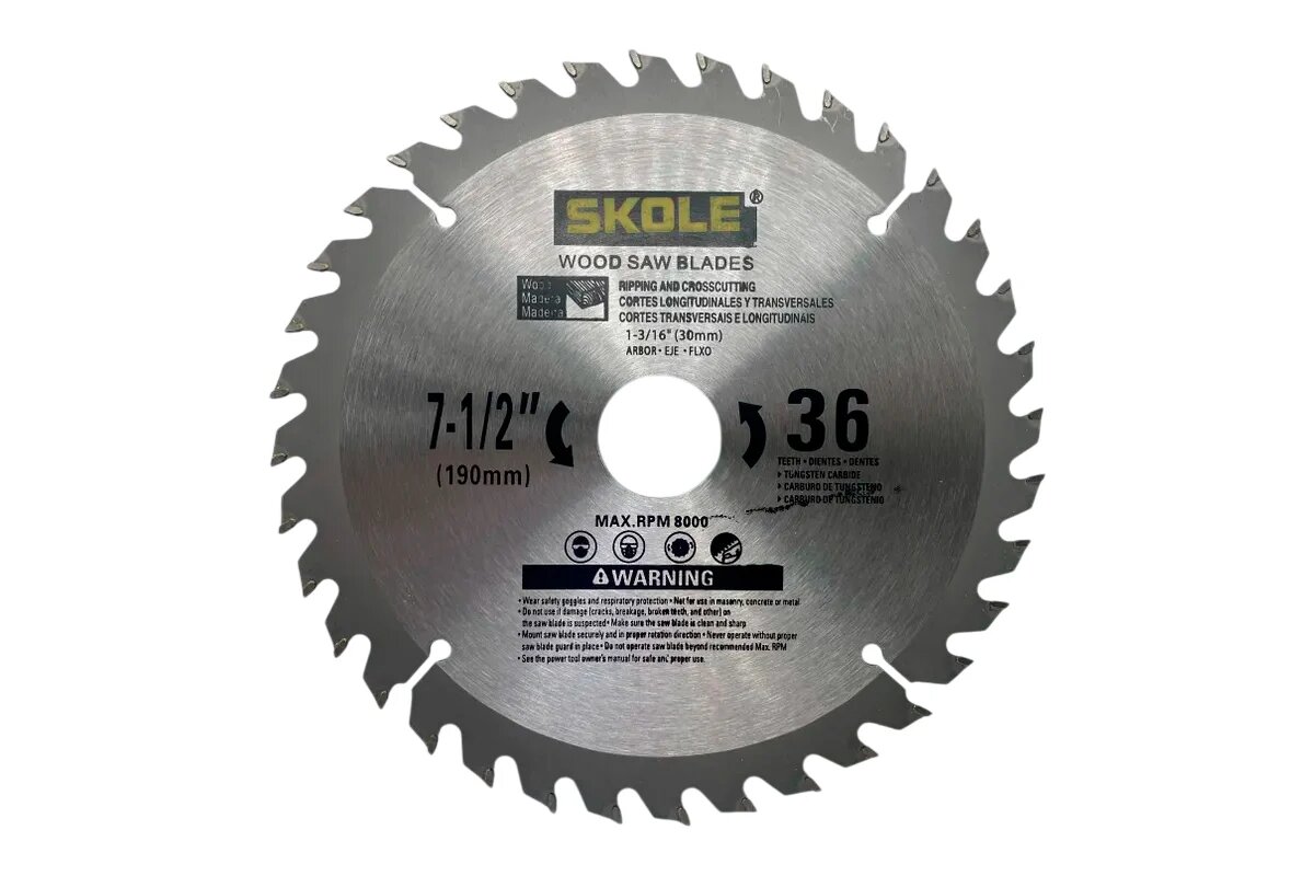 SKOLE пильный диск по дереву 190 мм 36 зубьев, посадочное 30 мм, D1 1903630