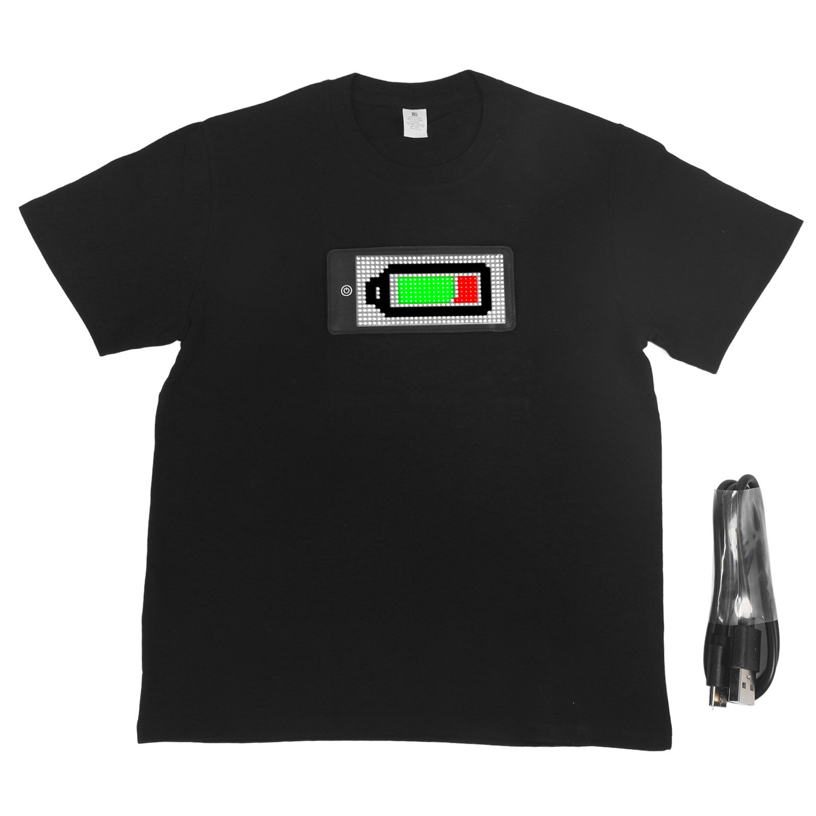 LED T Shirt with Bluetooth Programmable APP Customizable Patterns Display Screen Glowing Built in 1500mAh Battery L