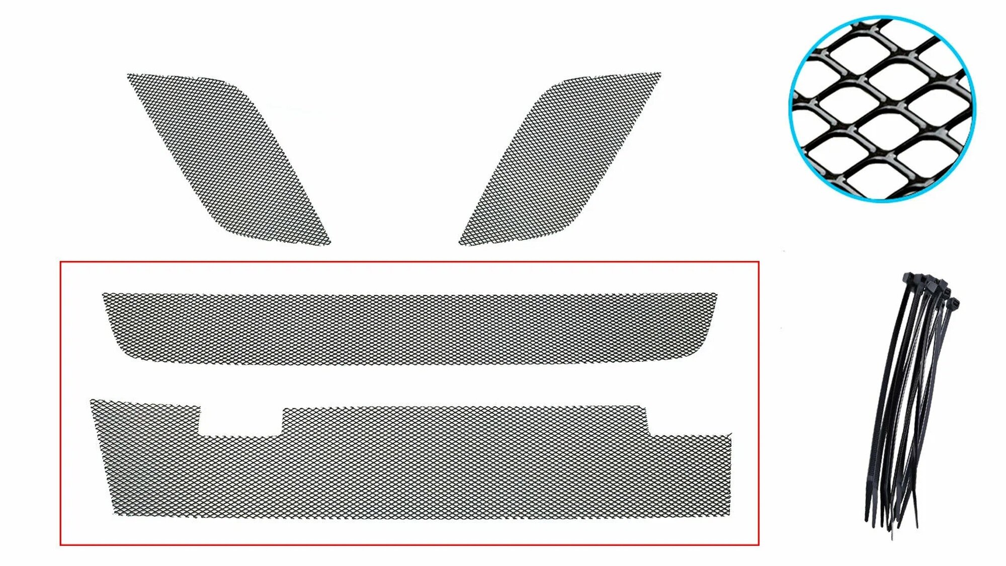 Защитная сетка радиатора для PEUGEOT TRAVELLER 2017- (I), низ+центр, 2шт