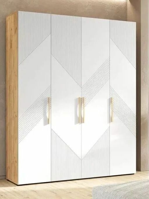 Шкаф распашной Ирис 4-х ств.(1800) (Браш Вайт, Дуб Крафт) МИФ