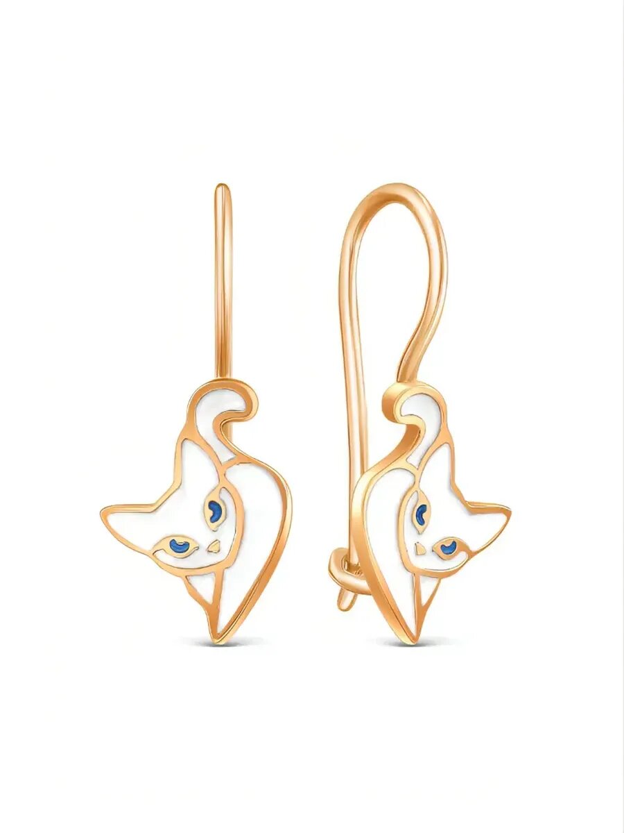 Серьги, серебро, 925 проба, золочение, эмаль