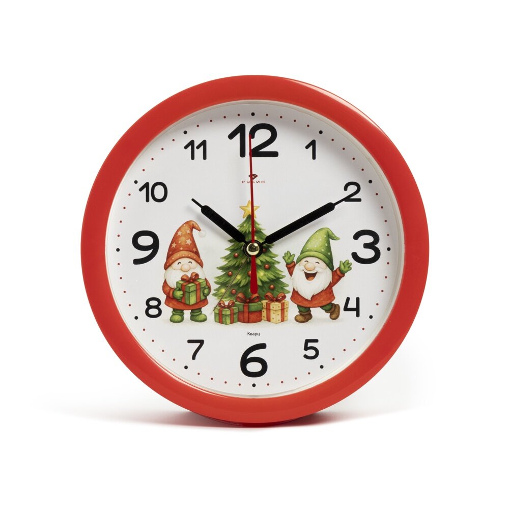 Будильник кварц красный «Весёлые гномы» B4-050