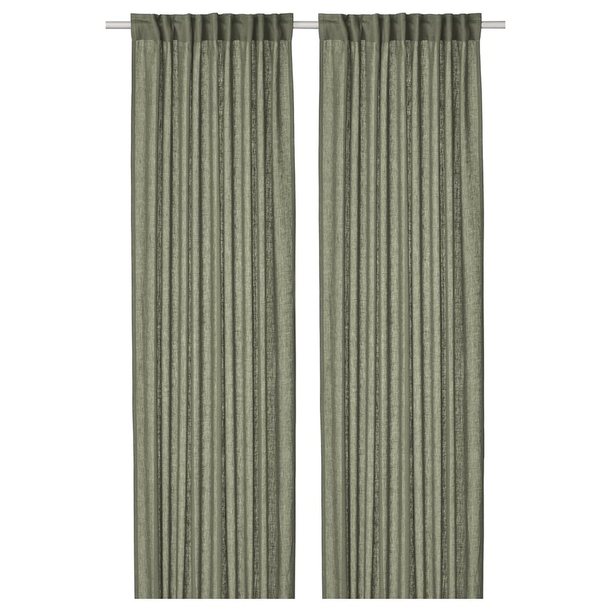 Штора IKEA DYTAG, 2 шт, цвет серо-зеленый, на ленте, размер 145х300 см, 805.528.89