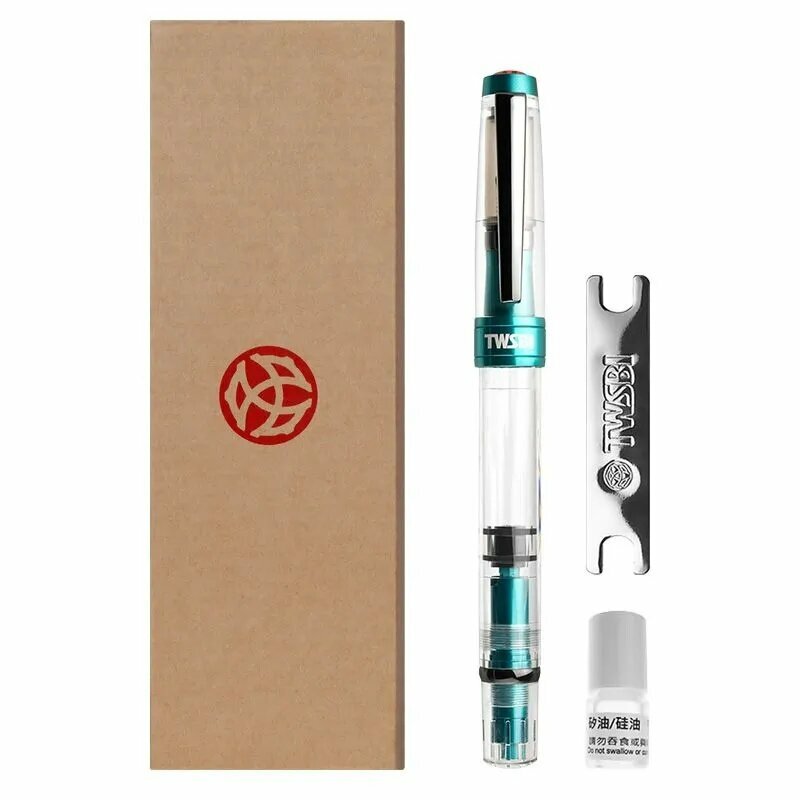 Ручка перьевая TWSBI 580ALRNew Caribbean productsBlue piston ink absorbing black titanium pen tip for men's business, transparent, large capacity F(0.5mm)