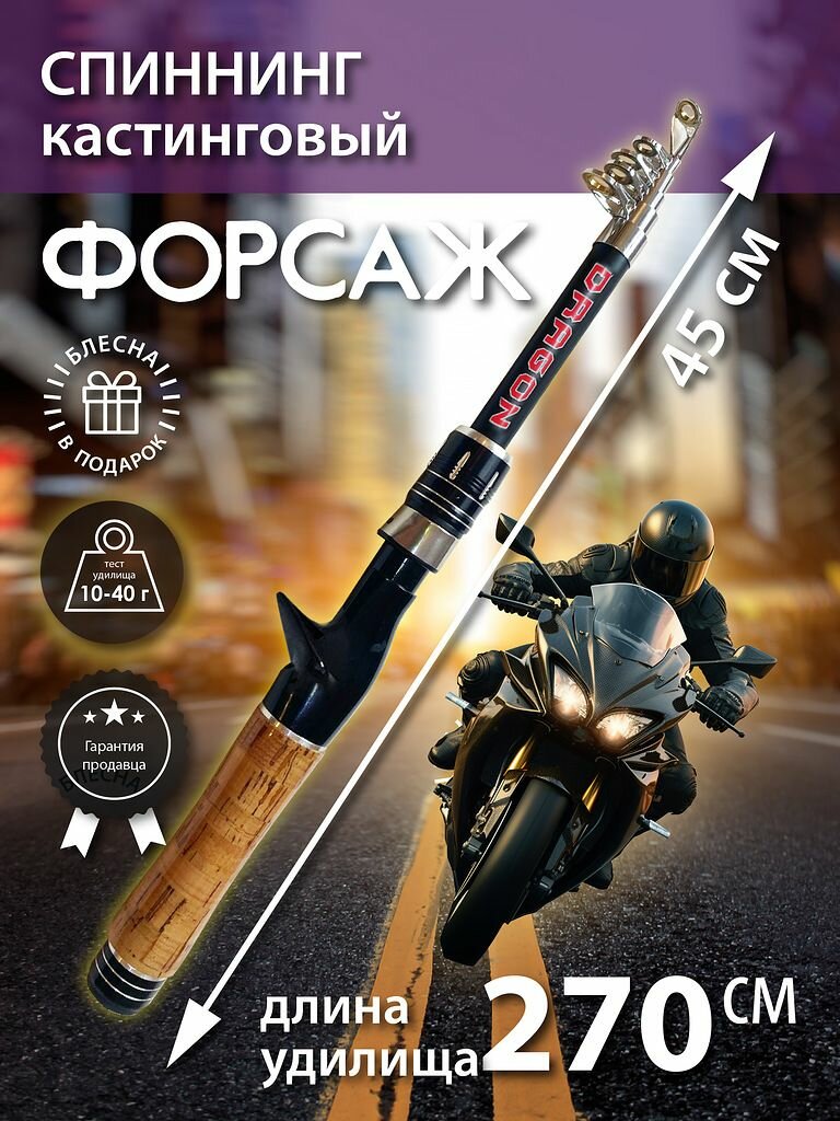 Удочка кастинговая Форсаж 2,7 м Компактная