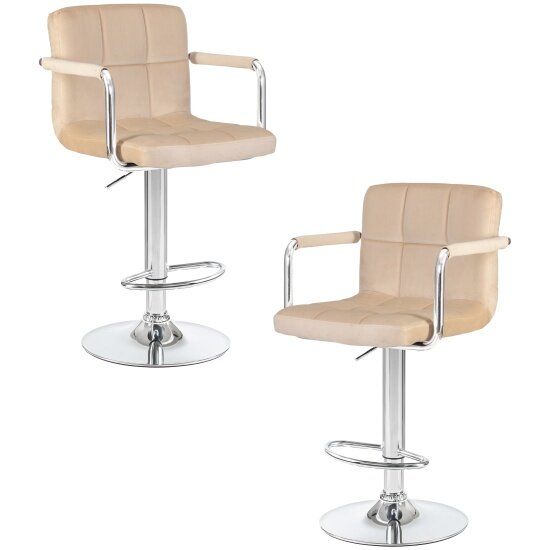 Стул барный Dobrin KRUGER ARM (бежевый велюр (MJ9-10))(2 шт/уп)