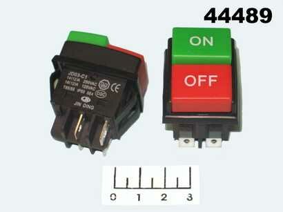 Кнопка 250/16 250V 16A JD03-C1/KCD3-03 красная/зеленая 4 контакта KCD2