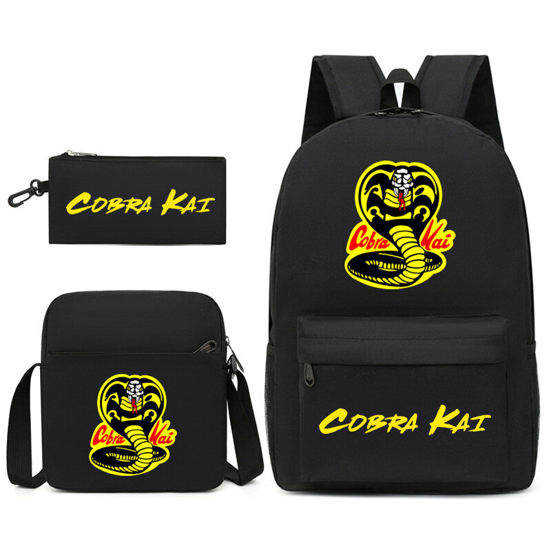Детская школьная сумка из трех предметов для каратэ, повседневный рюкзак, студенческий рюкзак для мужчин и женщин, уличный рюкзак большой емкости с принтом