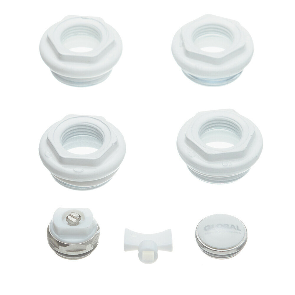 Набор присоединительный Global 1 х 1/2 для радиатора белый 011046