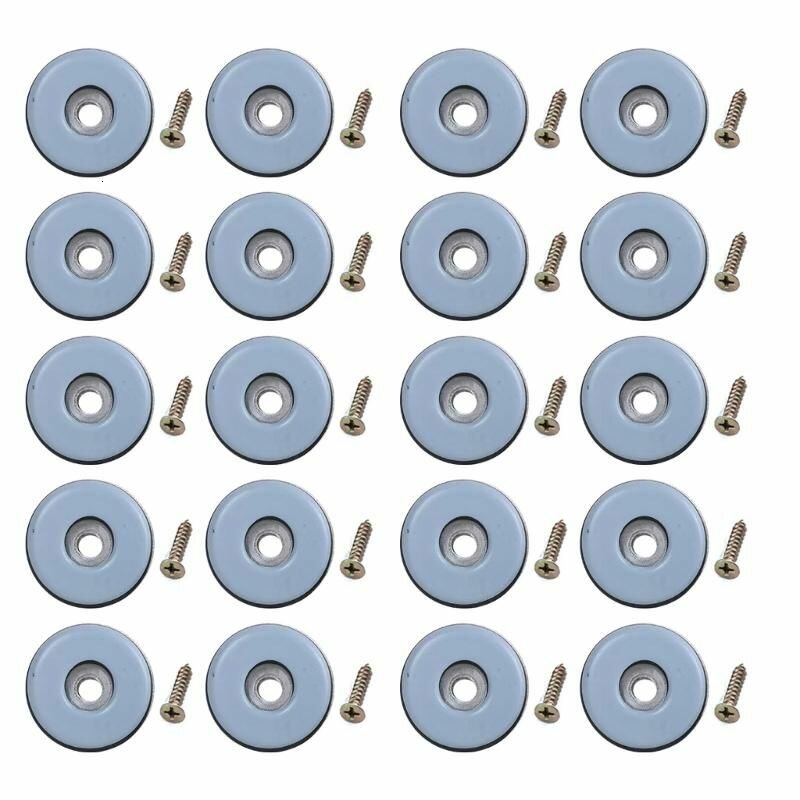20 шт. Пластиковые ползунки с многоразовыми винтами для ножек стульев, защита деревянных полов, плавное перемещение, - Круглый 25мм