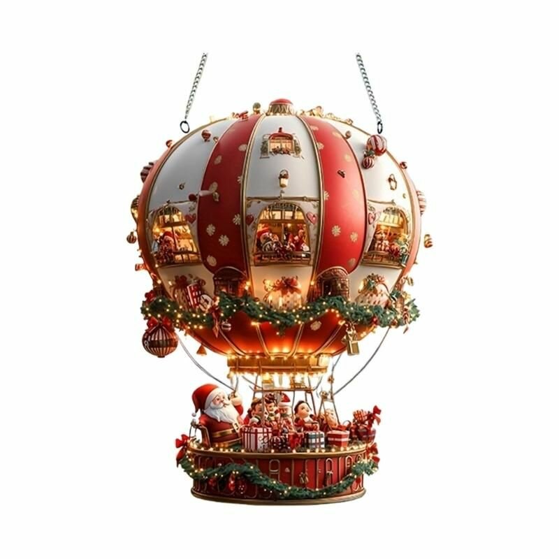 Акриловое рождественское украшение для дерева: Санта в воздушном шаре, - S - A