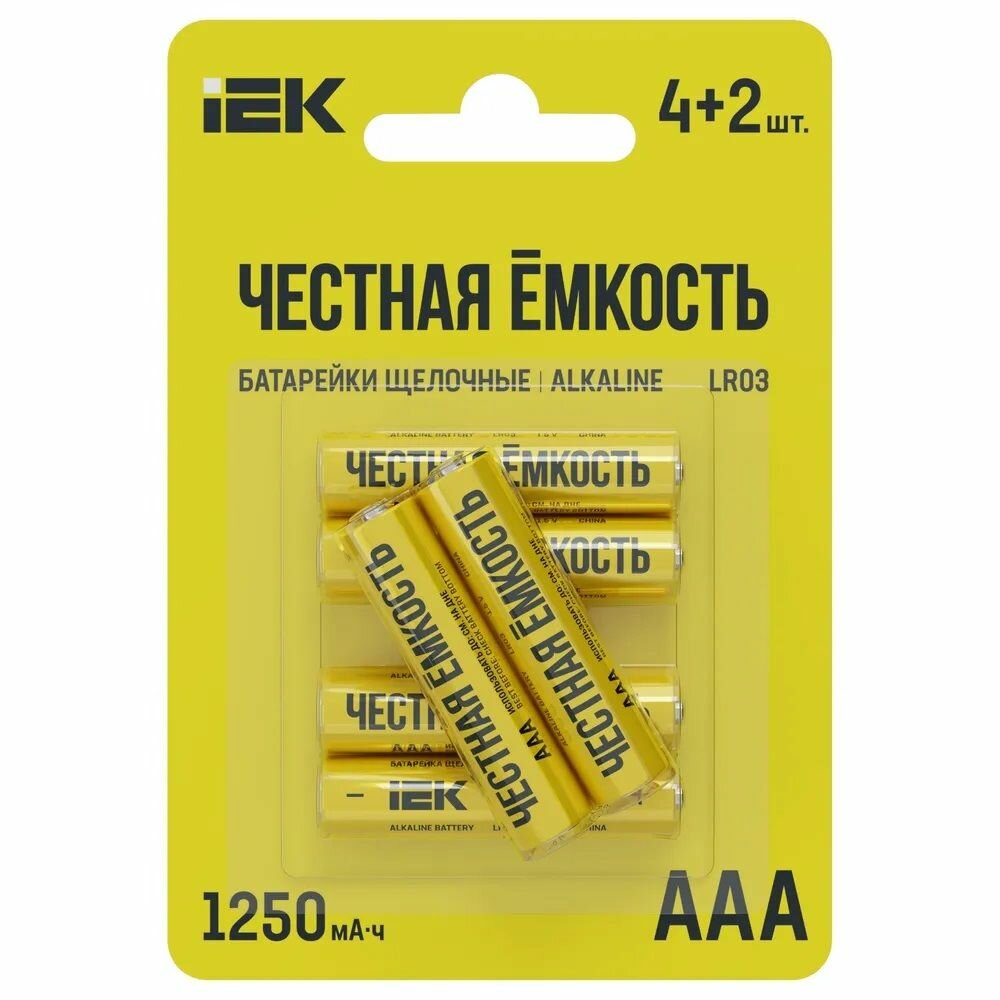 Батарейка щелочная IEK Alkaline LR03/AAA 4+2штук блистер