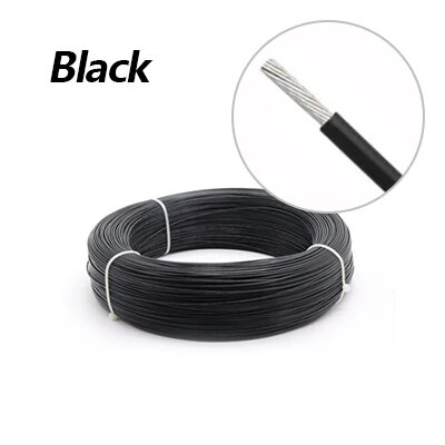UL1332 FEP провод для 3D принтера черный красный 14AWG, Black, 30 meters