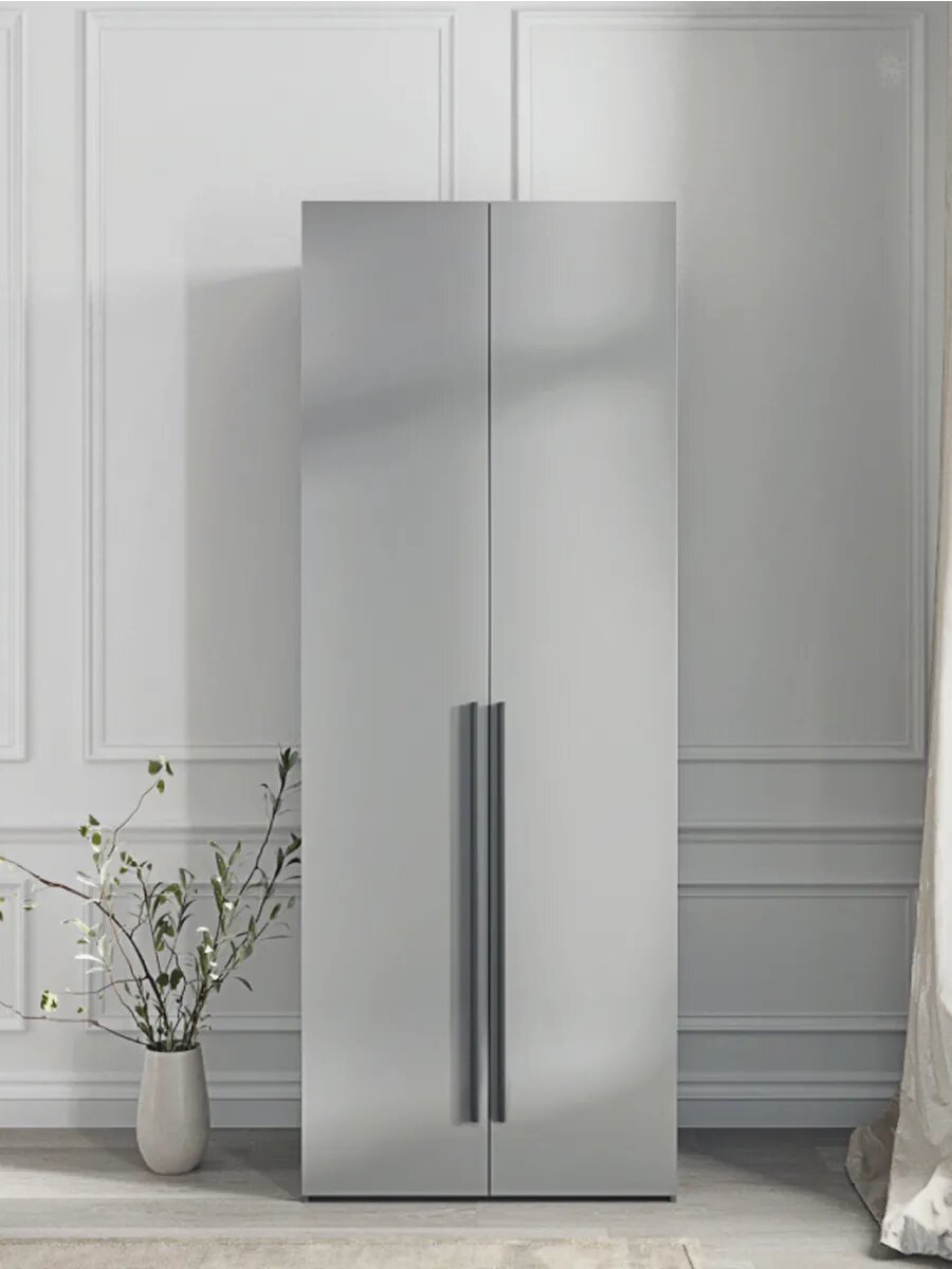 Casa Mia 90х270х65 см. Шкаф для одежды распашной 2-дверный с полками и штангой, серый, ручка скоба 960 мм