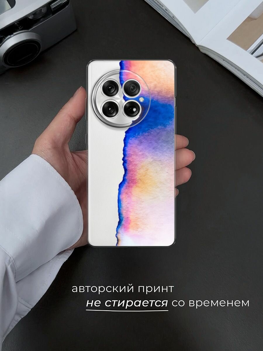 Чехол на OnePlus 13 / Ван Плас 13 с принтом Синяя акварель, прозрачный — фото 1