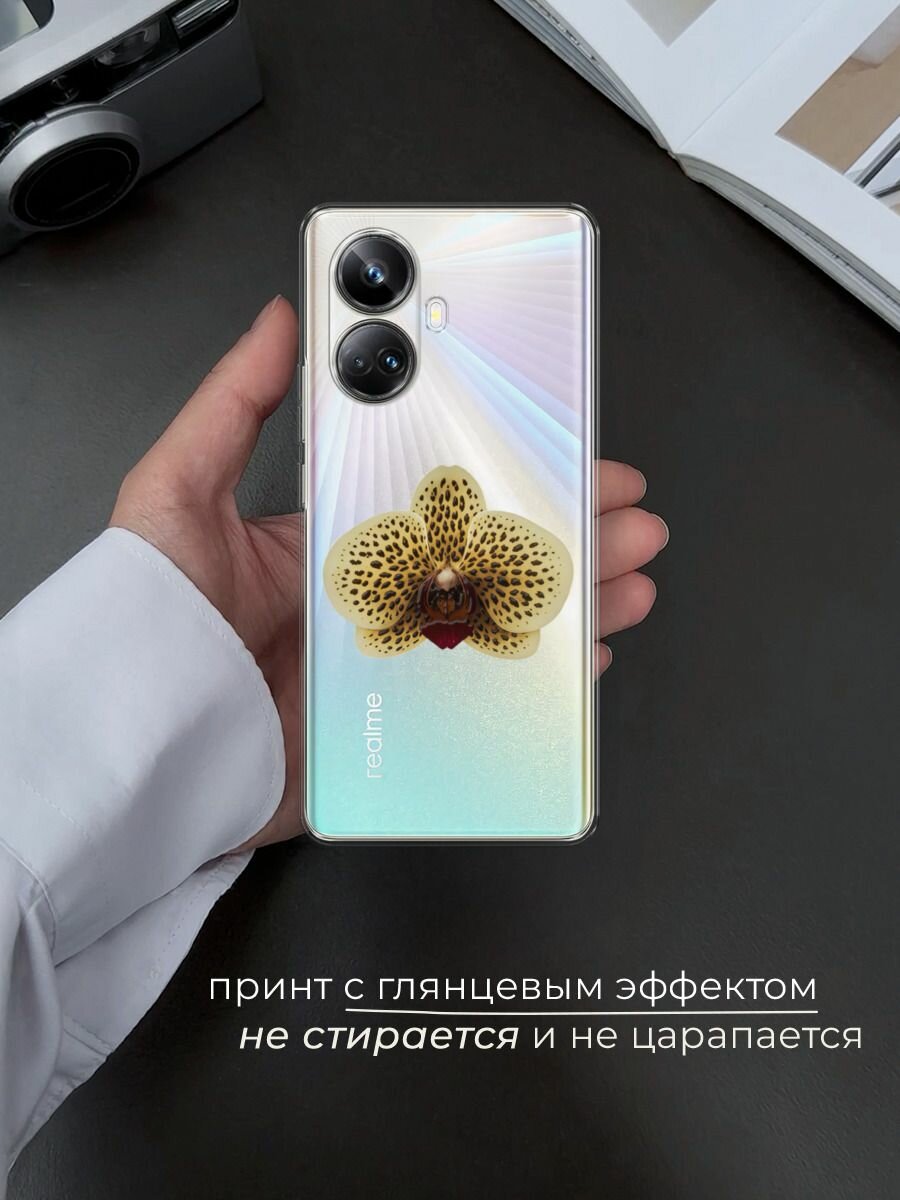 Чехол на Realme 10 Pro+ / Реалми 10 Про+ с принтом Желтая орхидея — фото 1